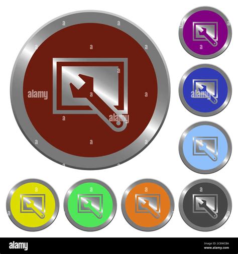 Set Of Color Glossy Coin Like Screen Settings Buttons Stock Vector