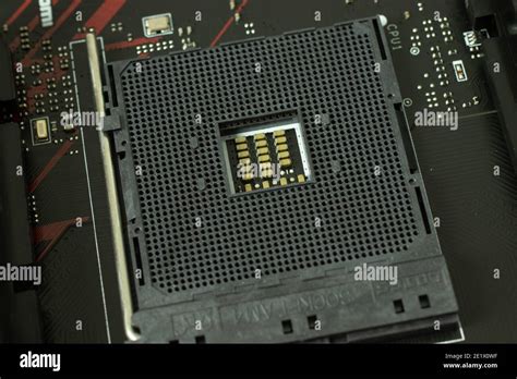 CPU Socket On Motherboard Close Up Stock Photo Alamy