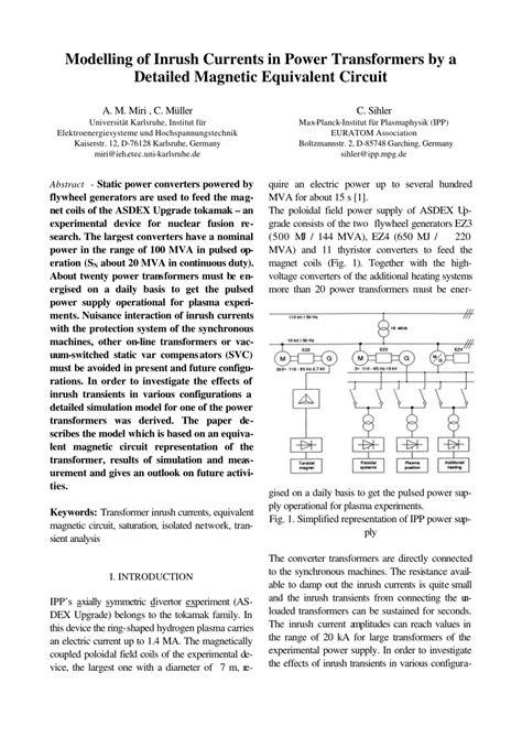 Pdf Modelling Of Inrush Currents In Power Transformers By A Detailed Magnetic Equivalent Circuit