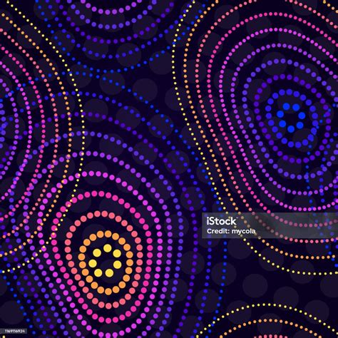 곡선 된 원의 하프 톤 점으로 원활한 배경 생생한 네온 색상의 트렌디 한 추상적 인 디자인 0명에 대한 스톡 벡터 아트 및 기타 이미지 Istock