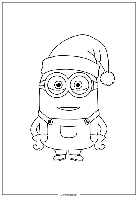 산타모자를 쓴 미니언 색칠하기 페이지 무료 Pdfandpng 인쇄 가능