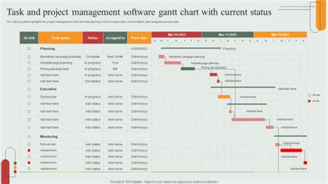 Task And Project Management Software Gantt Chart With Current Status Elements PDF PowerPoint