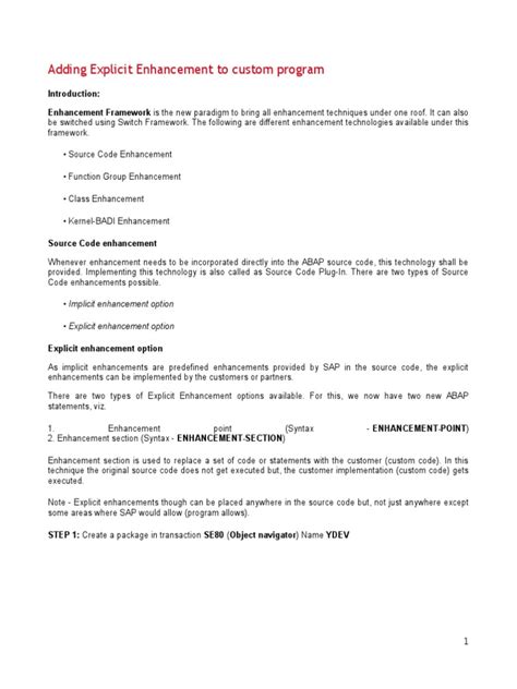 Adding Explicit Enhancement To Custom Program Pdf Software Development Computer Programming