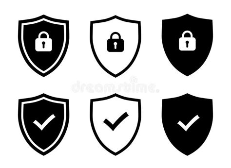 Security Shield Sign Icons Set Lock Security Icons With Check Mark And