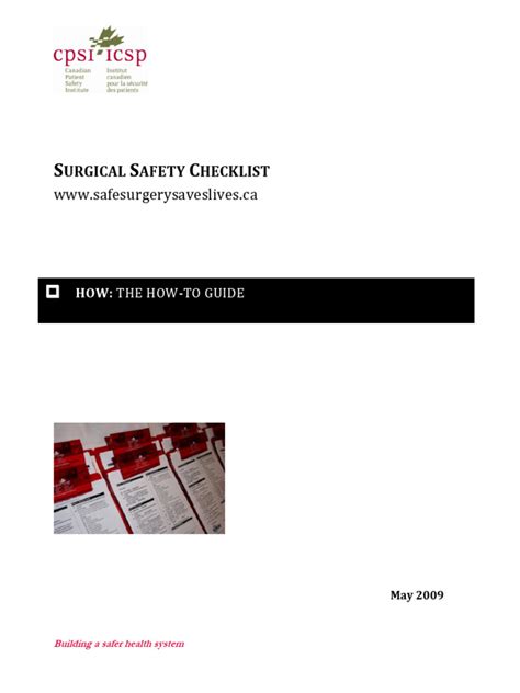 How To Guide For The Surgical Checklist Pdf Surgery Safety