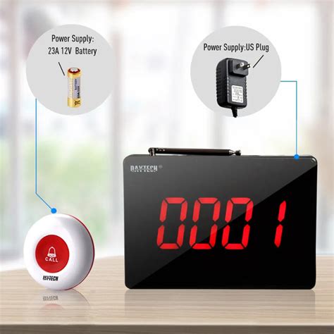 Daytech Call Button Restaurant Staff Pager Calling System 300m Long Ra