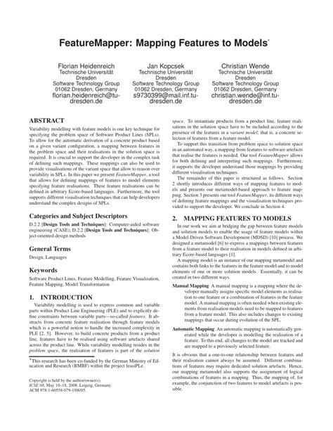 Pdf Featuremapper Mapping Features To Models