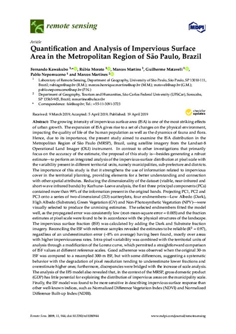 Pdf Quantification And Analysis Of Impervious Surface Area In The