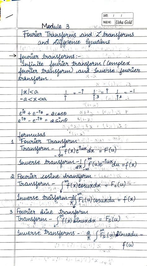 Solution 3rd Sem Maths Module 3 Fourier Transforms Z Transforms And