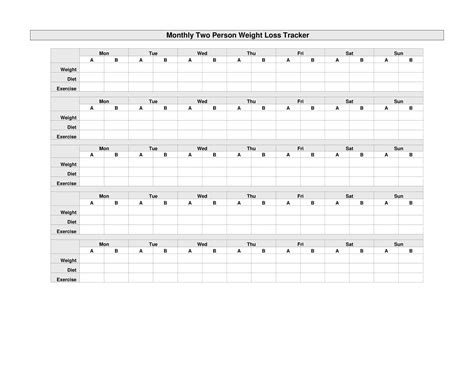 Free Printable Weight Loss Chart Templates Men And Women