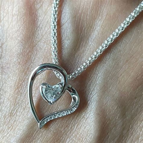 Sterling Silver Cz Heart Pendant Necklace Italian Box Chain Etsy