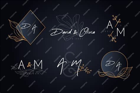 웨딩 모노그램 로고 컬렉션 무료 벡터