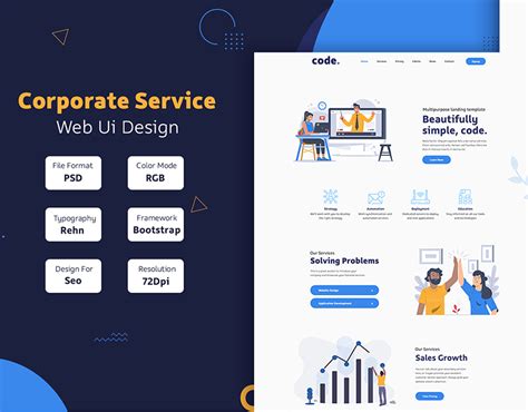Corporate Service Web Ui Design Landing Page Design Behance