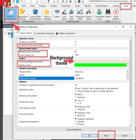 customization of user interface in solidworks electrical
