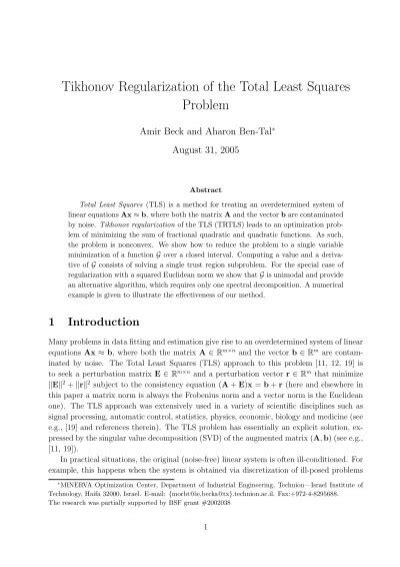 Tikhonov Regularization Of The Total Least Squares Problem