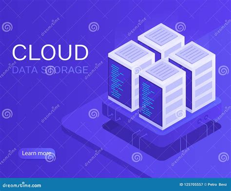 Hosting Concept With Cloud Data Storage And Server Room Server Rack Stock Vector Illustration