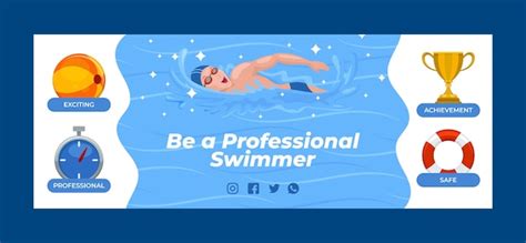 손으로 그린 수영 강습 페이스북 커버 무료 벡터