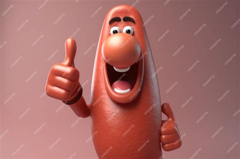 Premium Ai Image Happy Sausage Cartoon Character Showing Thumbs Up Ai
