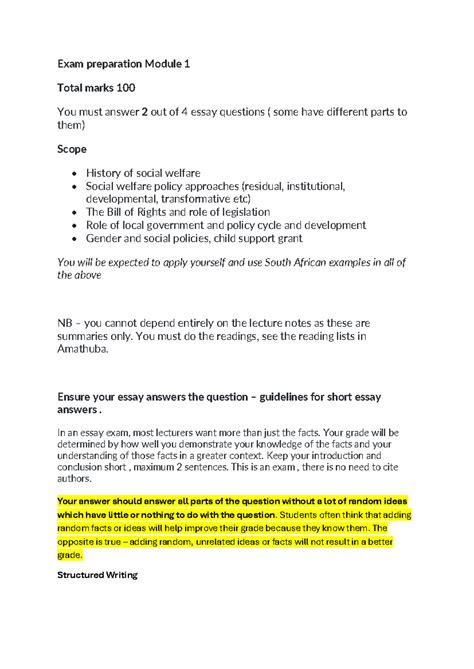 Exam Preparation Module 1 You Must Do The Readings See The Reading