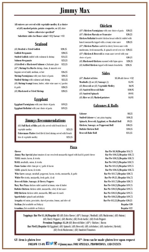 Jimmy Max Pizza Menu Online Pizza Menu Westerleigh Delivery Menu