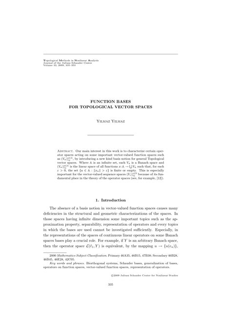 Pdf Function Bases For Topological Vector Spaces