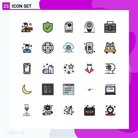 25 Universal Filled Line Flat Color Signs Symbols Of Toolbox Robotics Process Light Bulb