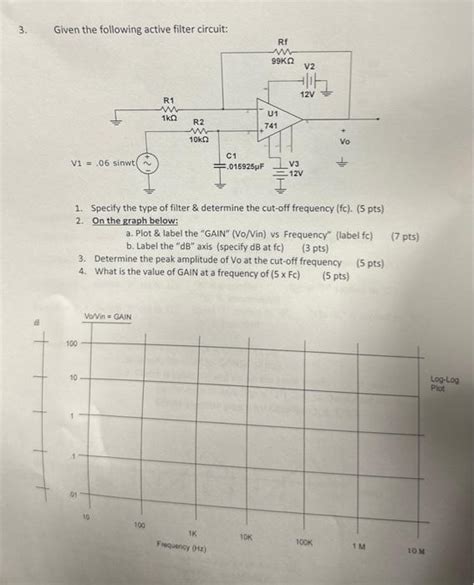 solved 3 given the following active filter circuit 1
