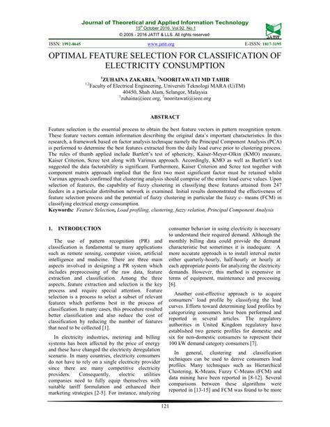 Pdf Optimal Feature Selection For Classification Of Electricity
