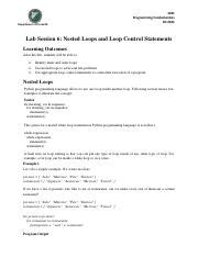 Lab Session Nested Loops Pdf Department Of Cs And Se Programming Fundamentals Bs