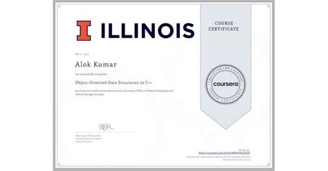 Alok Kumar On Linkedin Completion Certificate For Object Oriented Data Structures In C