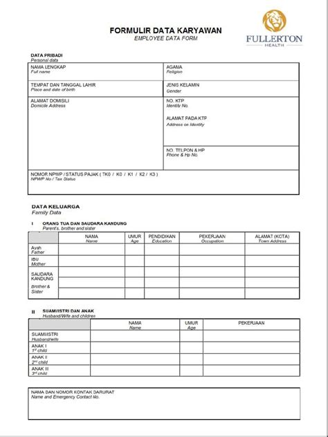Formulir Data Karyawan Khusus Onsite Pdf