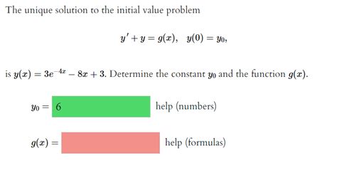 Solved The Unique Solution To The Initial Value Problem