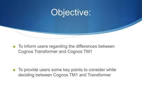 Cognos Transformer Vs Tm1 Pptx Databases Computer Software And