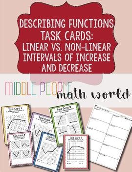Describing Functions Task Cards Linear Vs Non Linear Increasing Decreasing