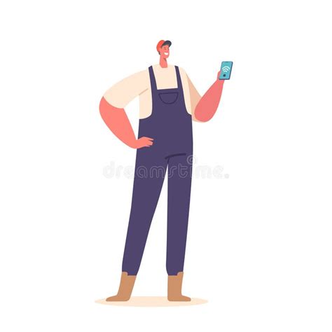 Farmer Male Character Uses Smartphone To Access The Latest Data And Analytics Concept Of Smart