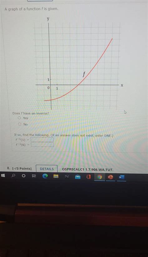 Solved A Graph Of A Function Fis Given у F 1 х 0 1 Does F