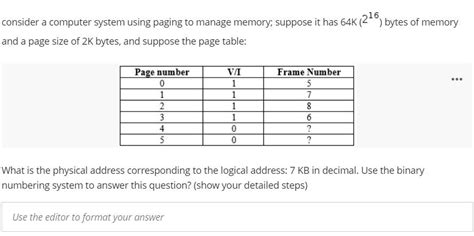 Solved Consider A Computer System Using Paging To Manage