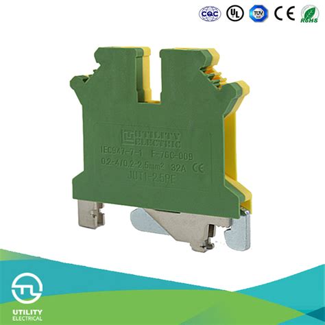 Din Rail Ground Screw Terminal Block Jut1 2 5pe Earth Connector China Dinrail Terminal Block