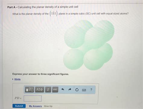 solved part a calculating the planar density of a simple