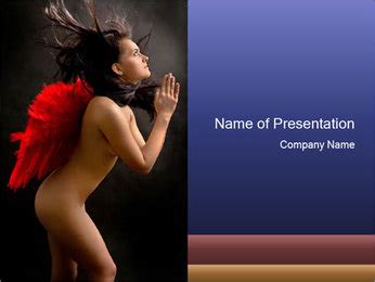 Nude Woman With Red Wings PowerPoint Template Backgrounds Google Slides ID