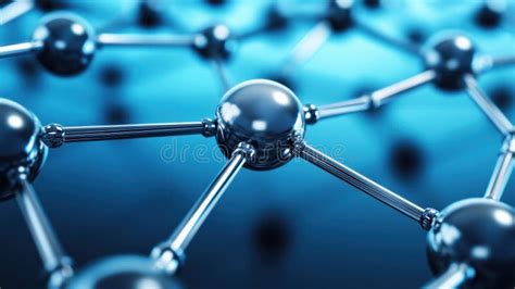 Metallic Molecular Structure A Network Of Chrome Spheres And Connecting Rods In A Blue Hued