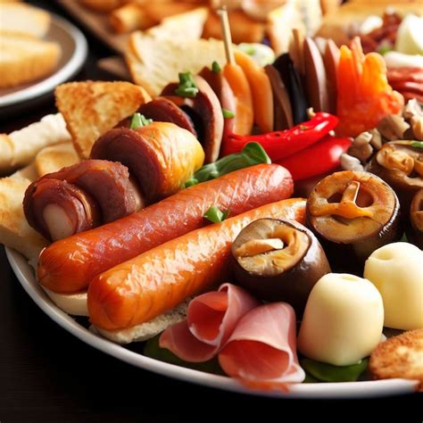 Premium Ai Image Assorted Spanish Tapas With Fish Sausage Cheese And