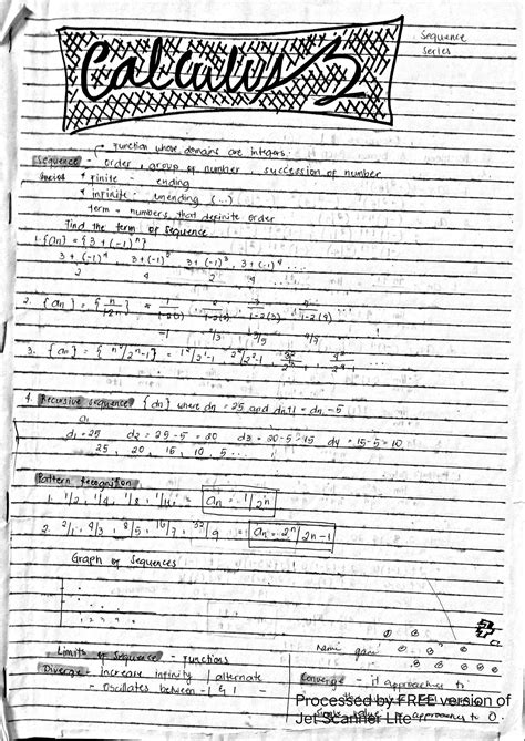 Solution Calculus 2 Notes And Sample Seatwork Studypool