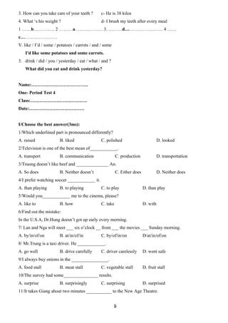 Kiểm tra hkii tiếng anh lớp DOC