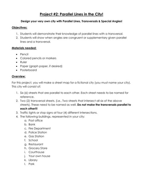 Parallel Lines City Project Geometry Assignment