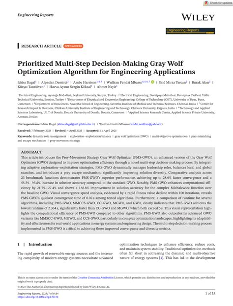 Pdf Prioritized Multi‐step Decision‐making Gray Wolf Optimization Algorithm For Engineering