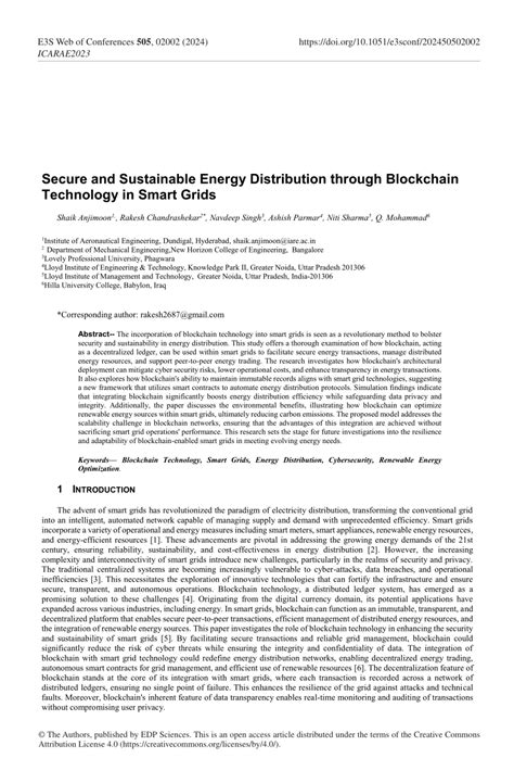 Pdf Secure And Sustainable Energy Distribution Through Blockchain