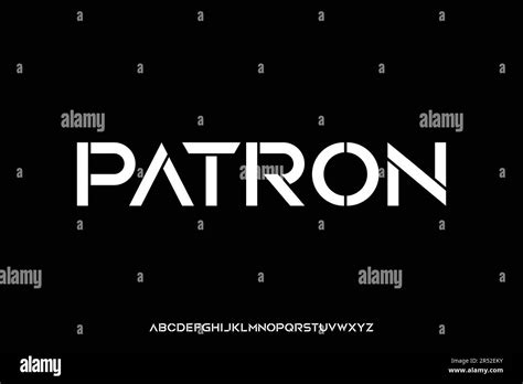 Modern Futuristic Sans Serif Display Font Vector Contemporary Alphabet Typeface Illustration