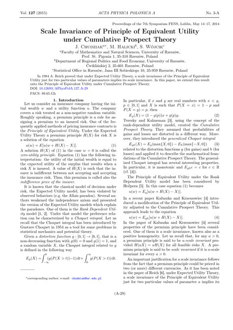 Pdf Scale Invariance Of Principle Of Equivalent Utility Under