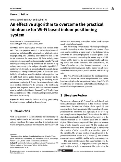 Pdf An Effective Algorithm To Overcome The Practical Hindrance For Wi